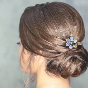 Something Blue Bridal Floral Hair Pin, Something Blue Gift, Blue ...
