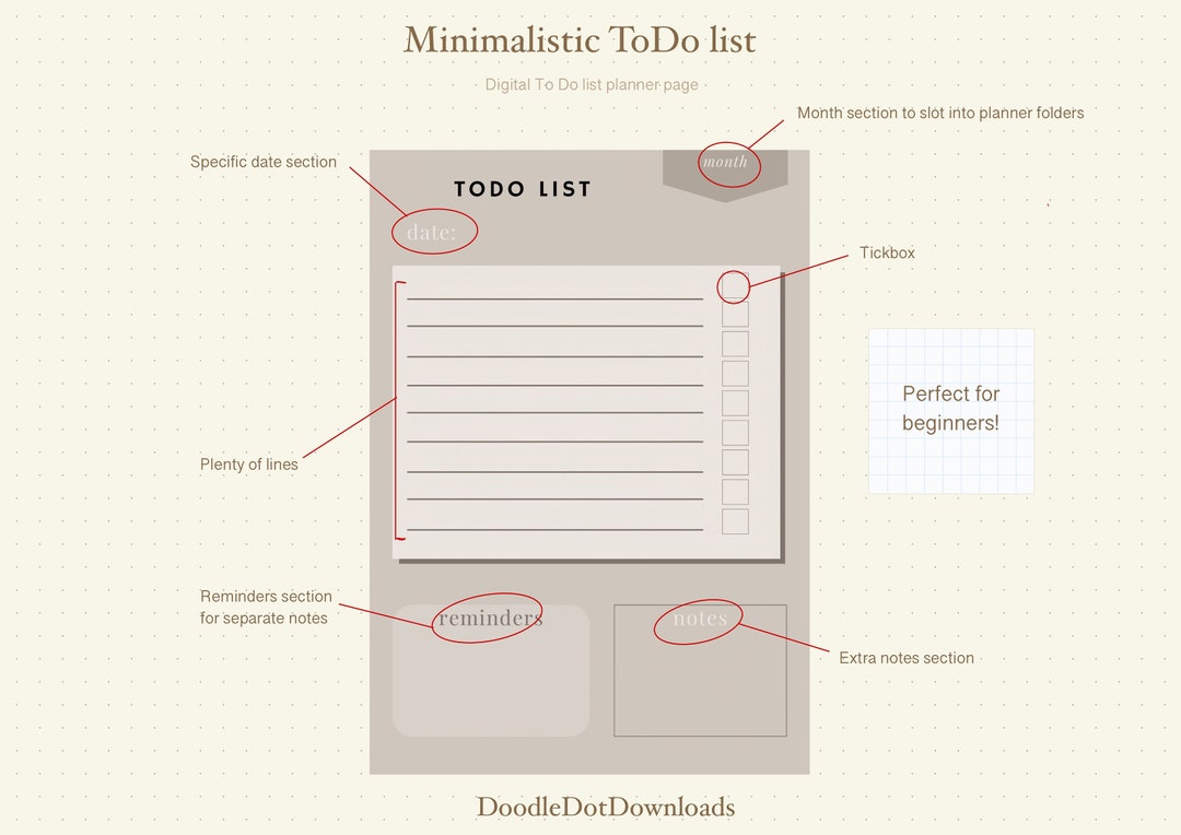 Minimalistic to Do List Planner Page | Digital Todo List | Goodnotes ...