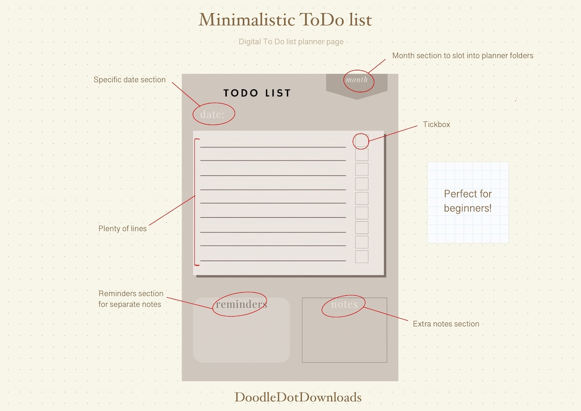 Minimalistic to Do List Planner Page | Digital Todo List | Goodnotes ...