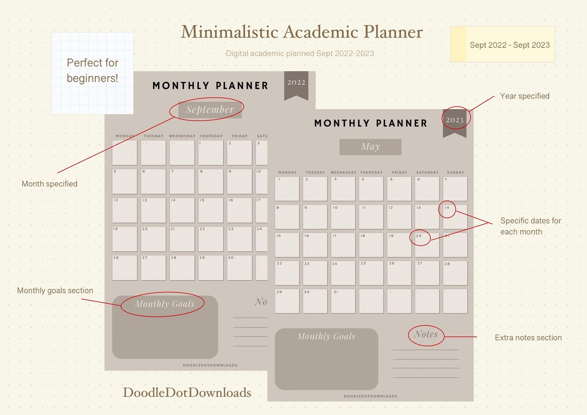 Minimalistic Academic Planner | Digital Academic Calendar | Goodnotes ...
