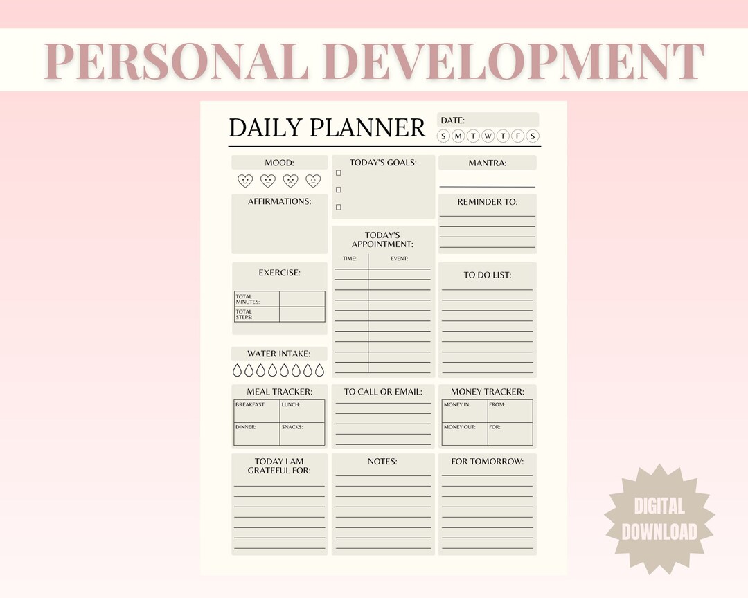Daily Planner Daily Well-being Checklist Digital Daily - Etsy