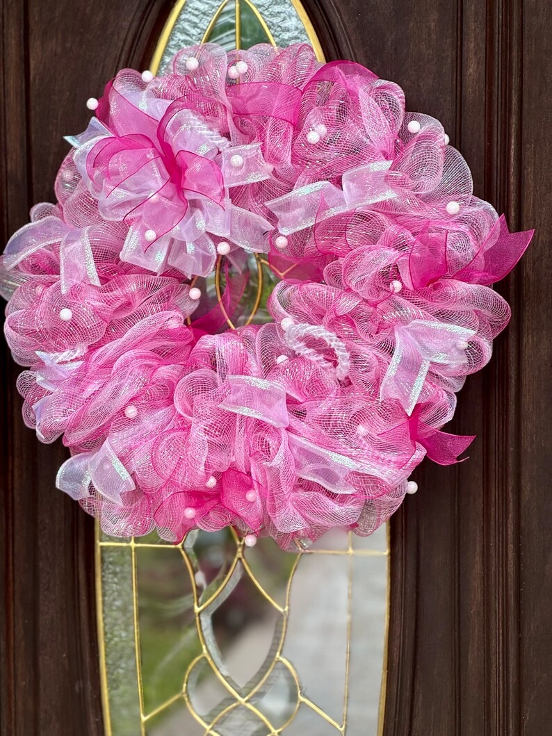 Pink Deco Mesh Door and Wall Decor - Etsy
