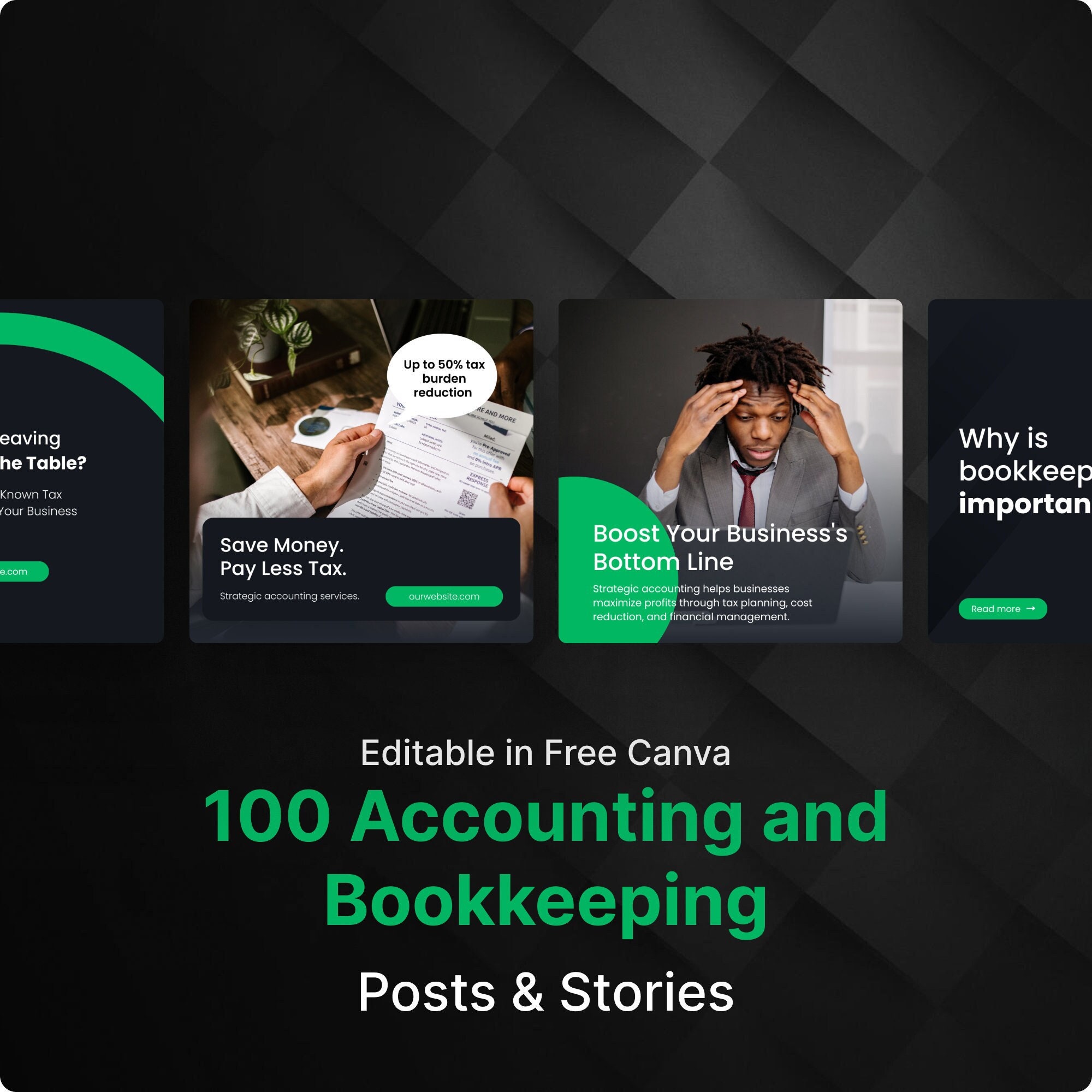 100 Accounting and Bookkeeping Instagram and Facebook Templates for ...