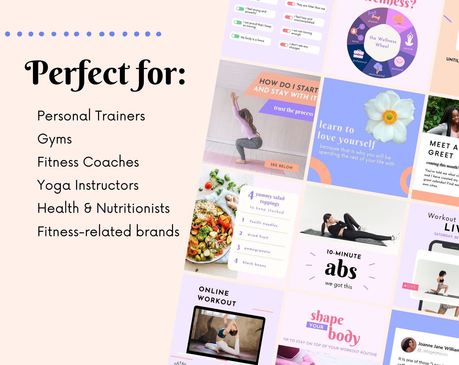 60+ Instagram Canva Templates | Fitness | Health | Lifestyle ...