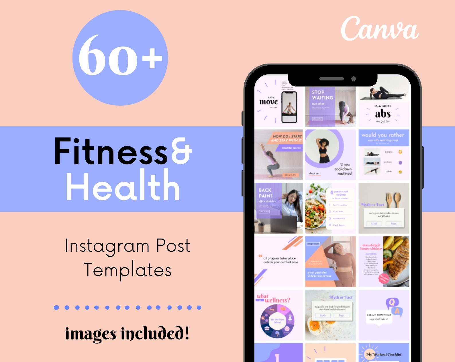 60+ Instagram Canva Templates | Fitness | Health | Lifestyle ...
