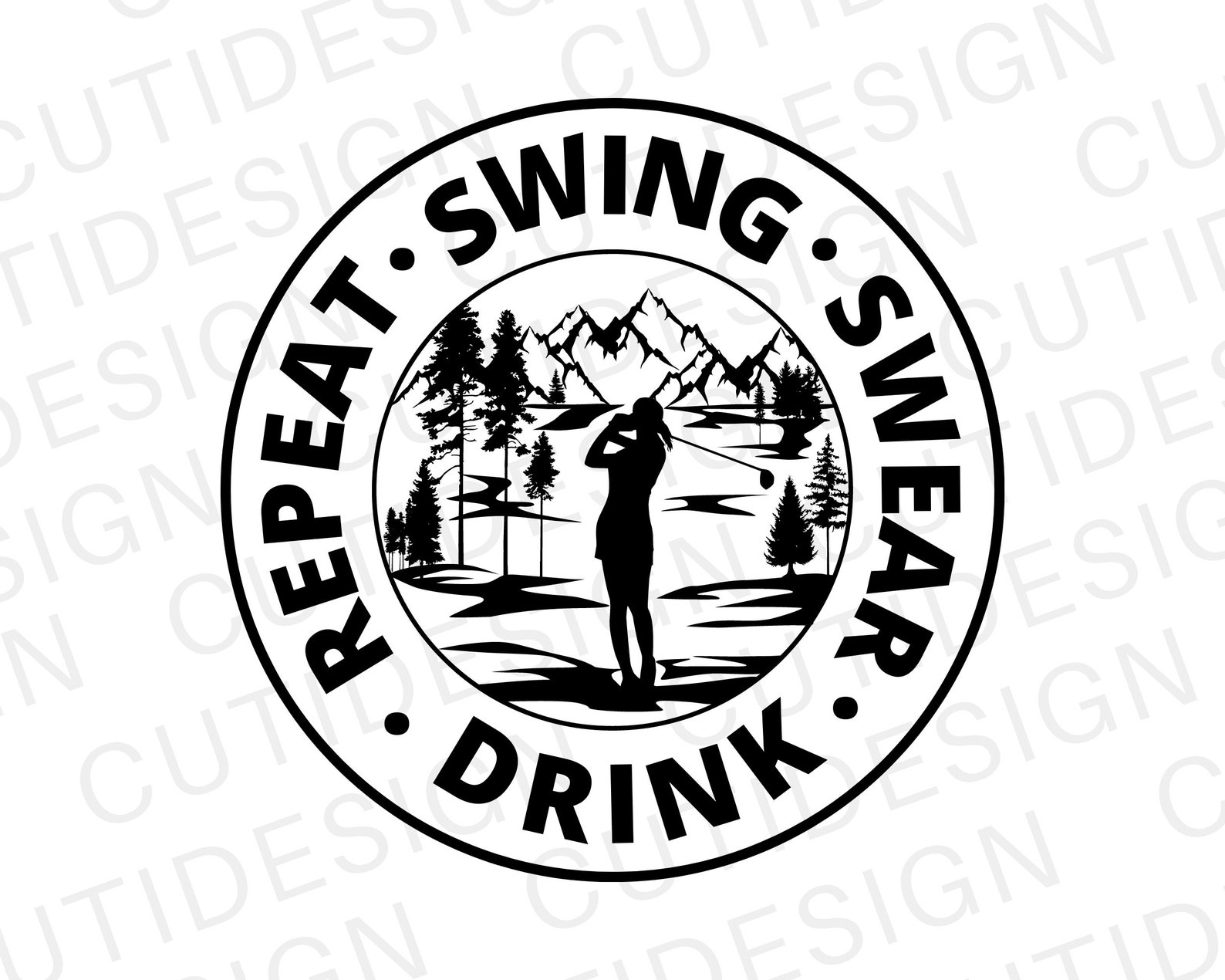 Swing Swear Drink Repeat SVG Golf Svg Golf Quote Golf Clipart Gift for ...