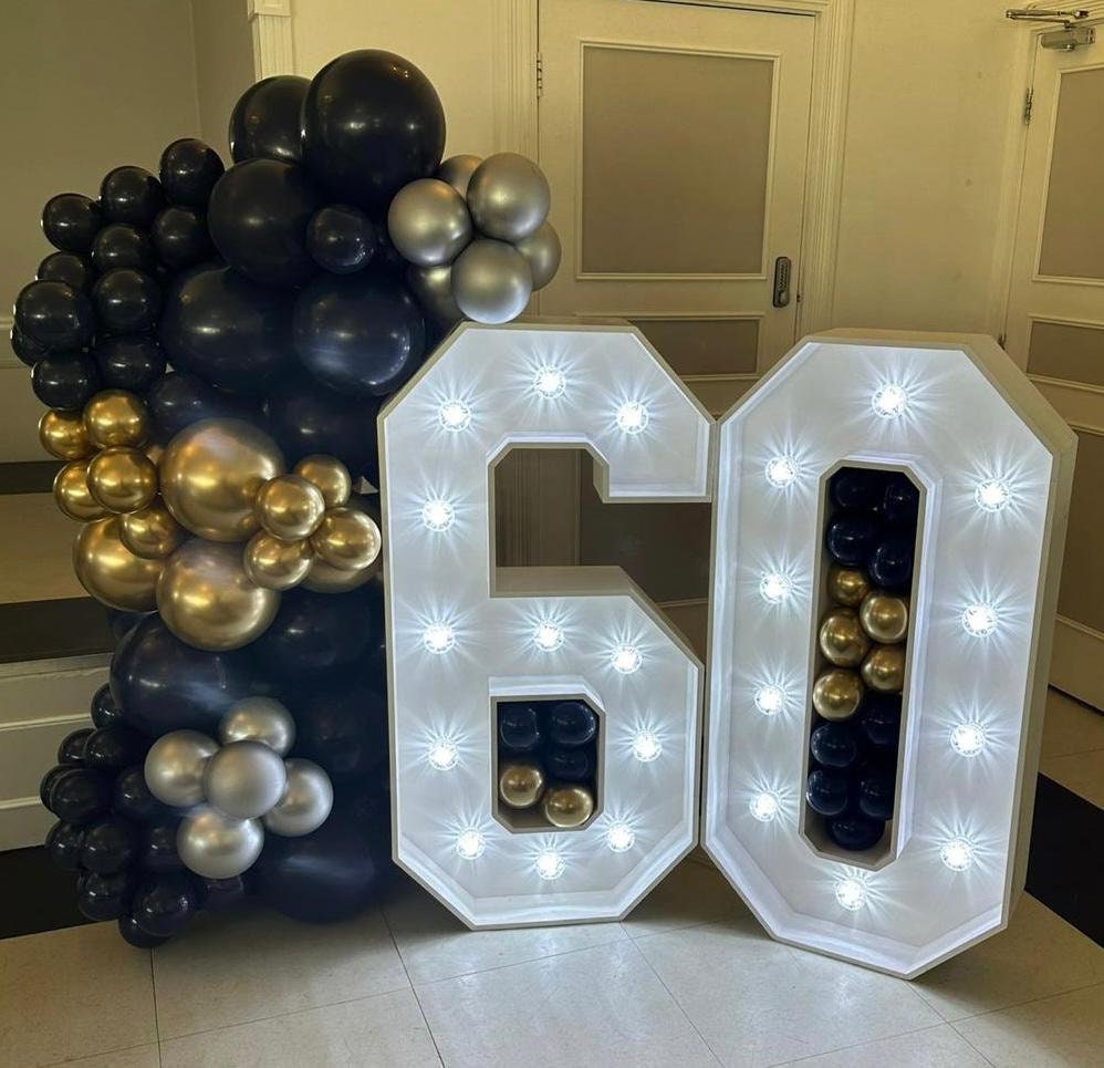 Giant Number Light Up, 4ft LED Lights HIRE, Party Hire, Party Lights ...