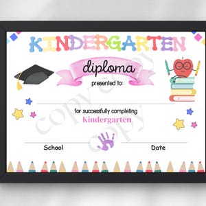 Kindergarten Diploma Printable – Pink & Blue Bundle | Homeschool ...