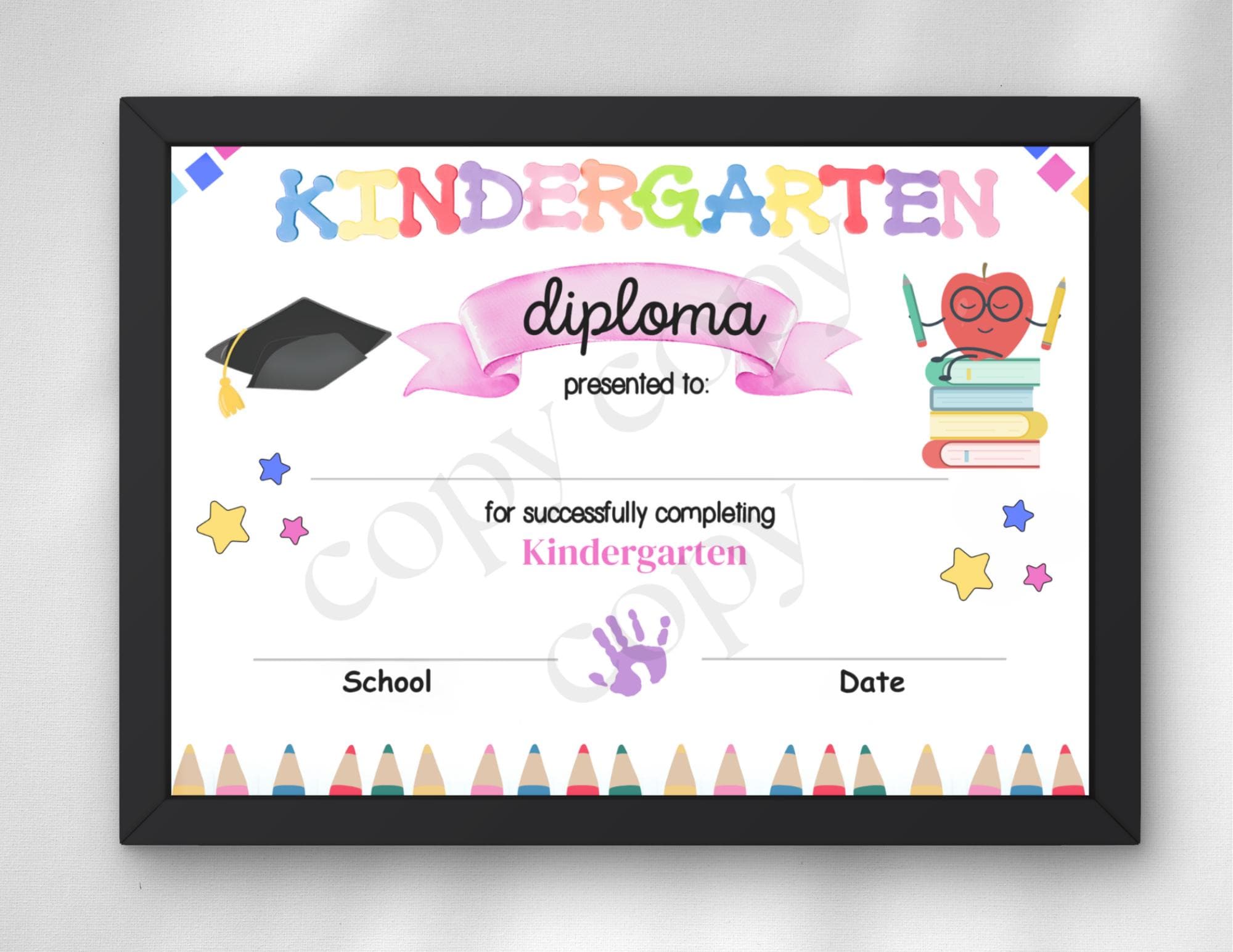 Kindergarten Diploma Printable – Pink & Blue Bundle | Homeschool ...