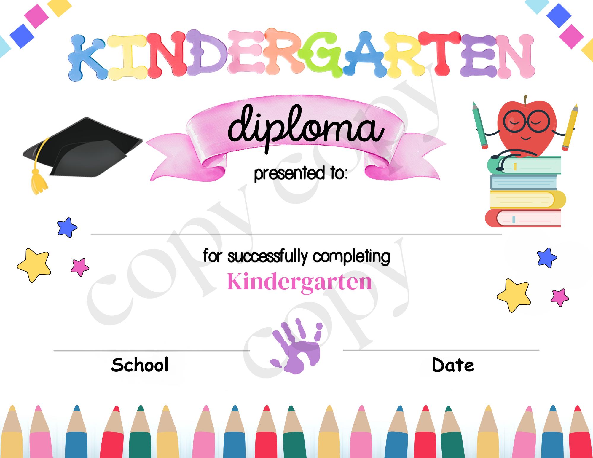 Kindergarten Diploma Printable – Pink & Blue Bundle | Homeschool ...