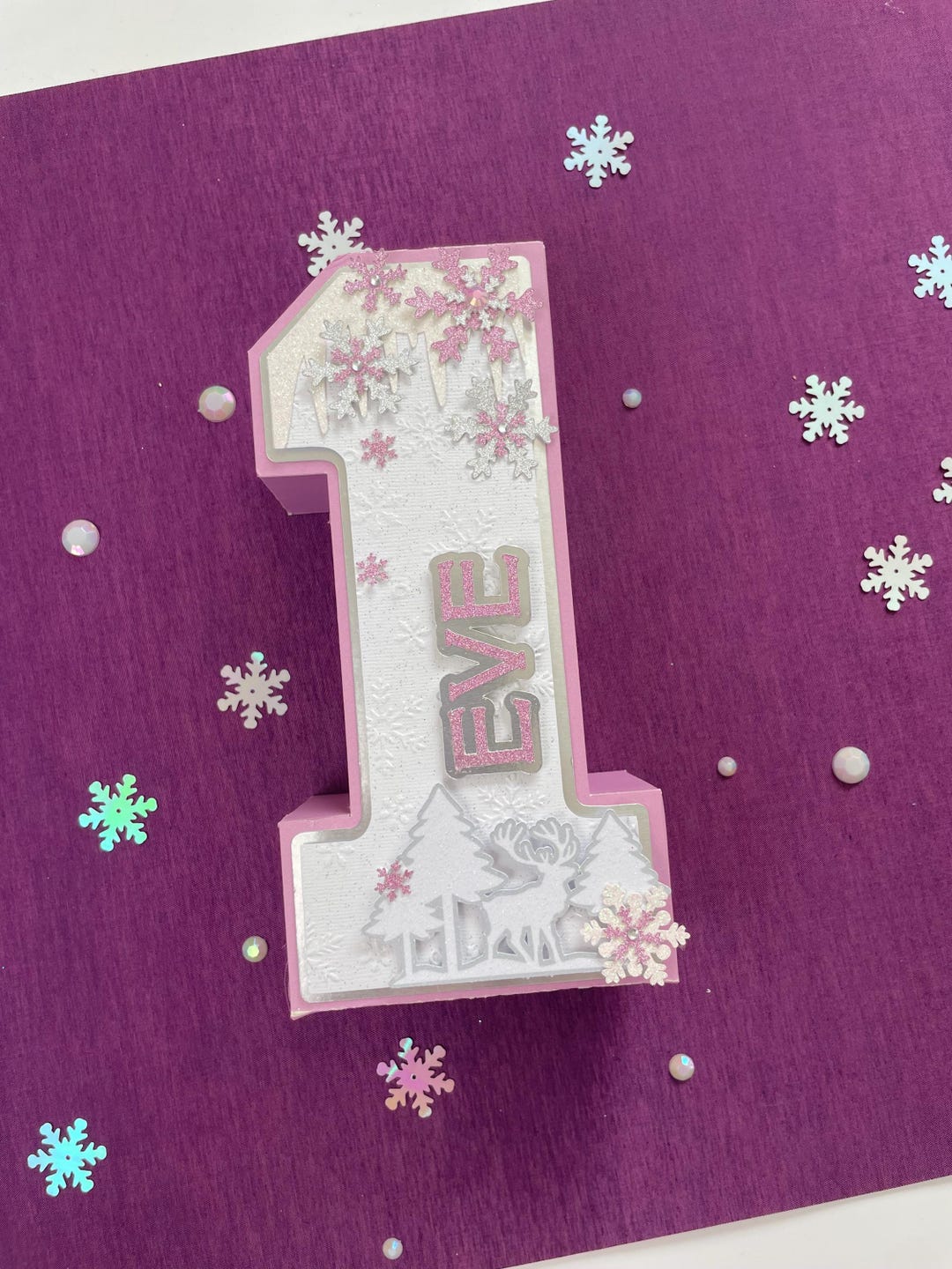 Winter Onederland 3D Number Centerpiece Winter 1st Birthday Winter ...