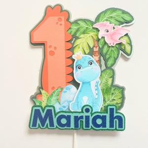 Onederful Dino Cake Topper in Green and Orange for Dinosaurs Birthday ...