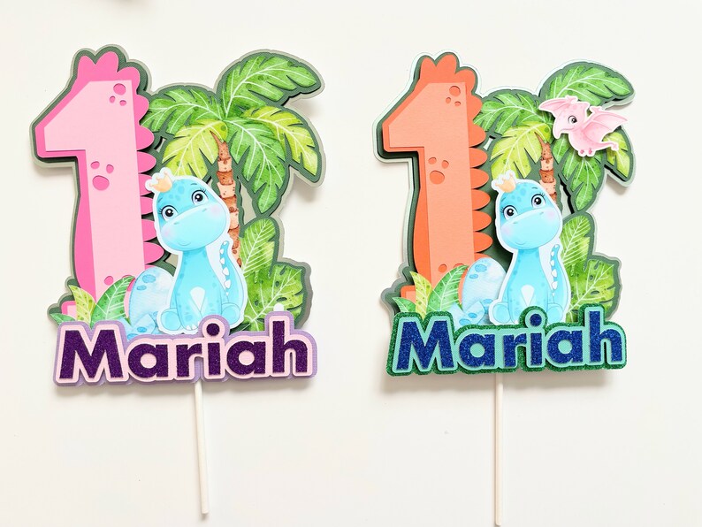 Onederful Dino Cake Topper in Green and Orange for Dinosaurs Birthday ...