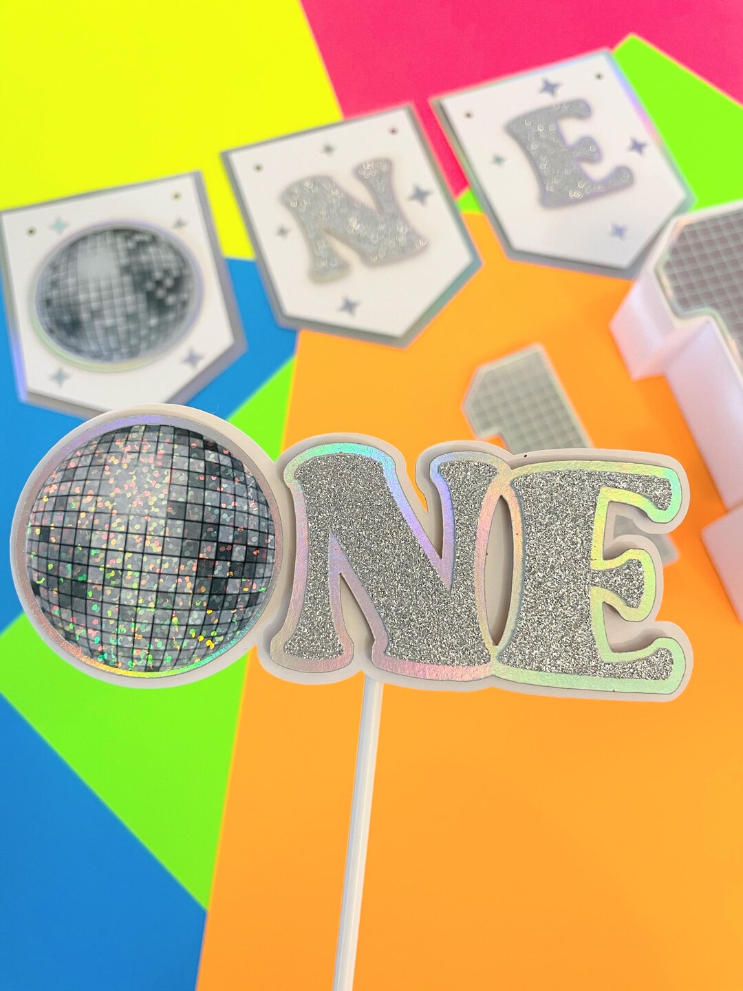 Onederful Disco Ball First Birthday Party Decor: Cake Topper, Banner - Etsy