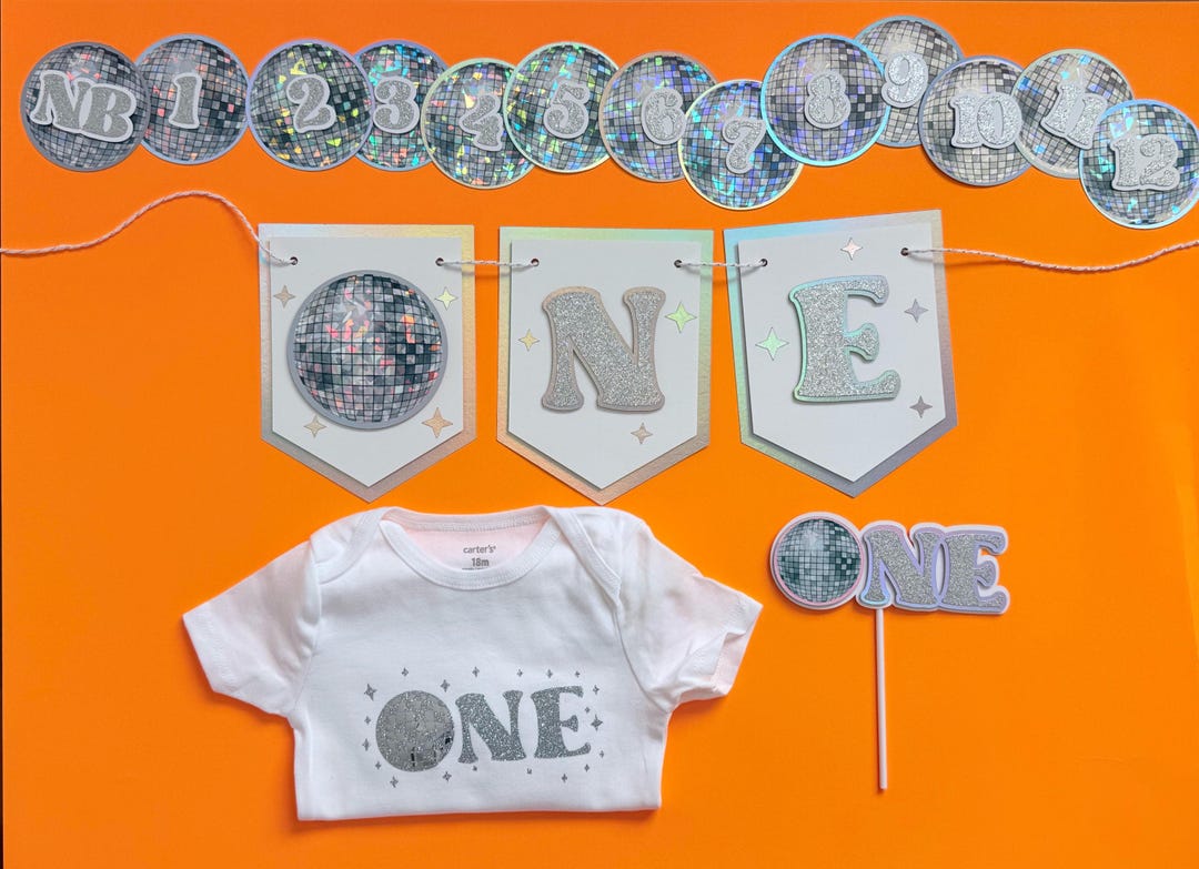 Onederful Disco Ball ONE Banner First Birthday Celebration Disco Ball ...