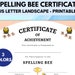 Spelling Bee Certificate, Award and Certificate of Achievement for Kids ...