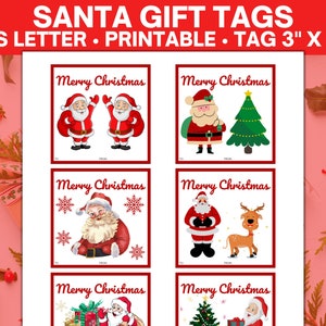 Santa Gift Tags, Printable Christmas Gift Tags, Merry Christmas Tags ...