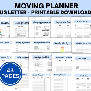 Moving Planner Printable, Moving Checklist and Binder, Moving Labels ...