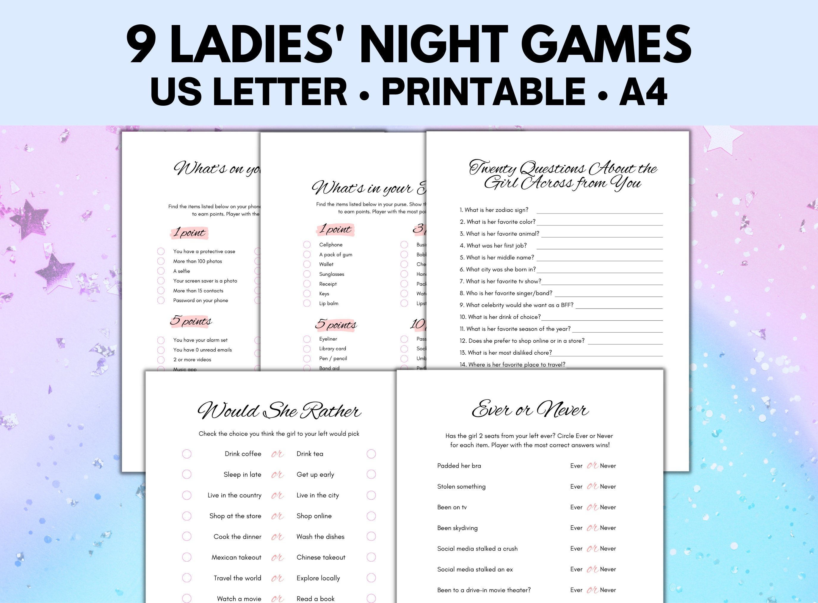 Ladies' Night Games Girls' Night Games Would She - Etsy