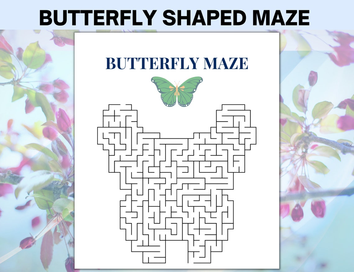 Butterfly Maze, Printable Nature Maze Puzzle, Earth Day Maze - Etsy
