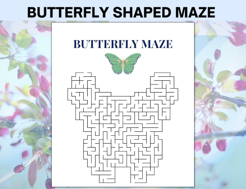 Butterfly Maze, Printable Nature Maze Puzzle, Earth Day Maze - Etsy
