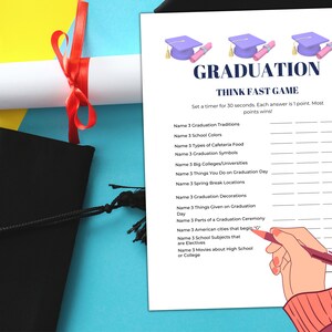 Graduation Think Fast Game, Ice Breaker Games, Graduation Party Games ...