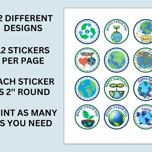 Earth Day Stickers Printable Earth Stickers, Planet Sticker, Earth Day ...