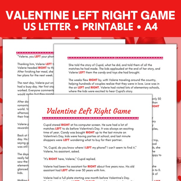 Valentines Left Right Game - Etsy