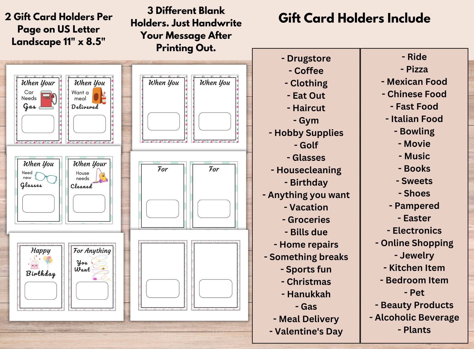 Printable Gift Card Book for College, Graduation and Birthday, College ...