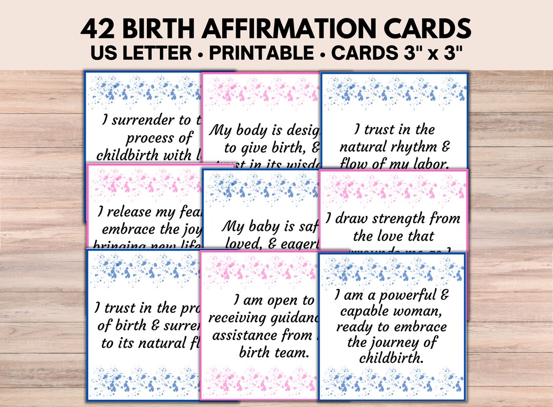 Birth Affirmation Cards, Printable Pregnancy Affirmations for a Calming ...