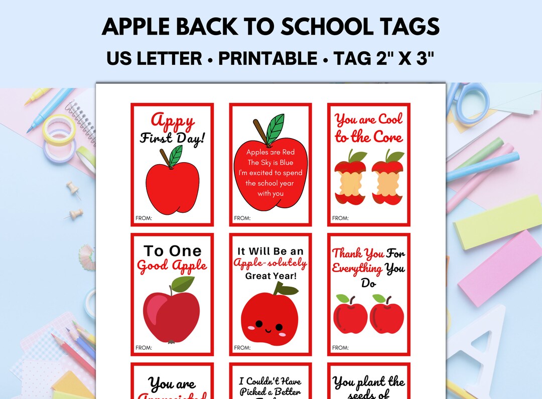 Apple Teacher Tag, First Day of School and Back to School Teacher Gift ...