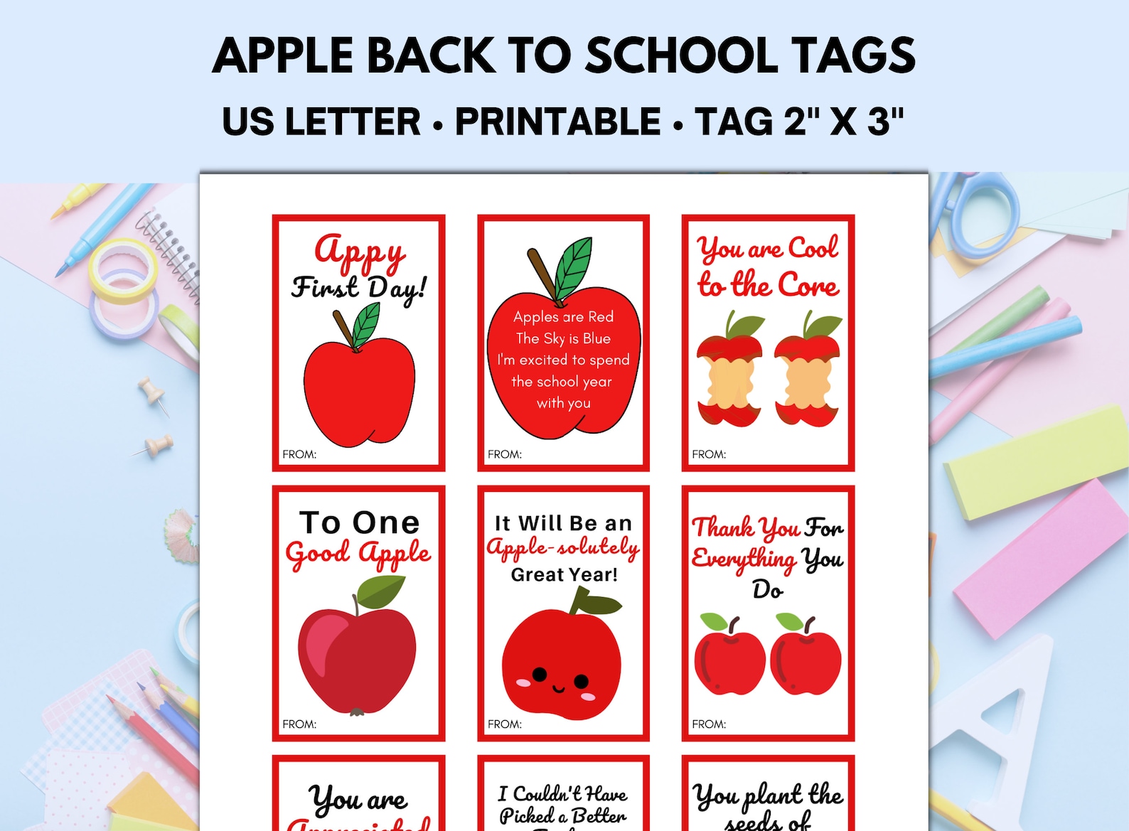 Apple Teacher Tag, First Day of School and Back to School Teacher Gift ...