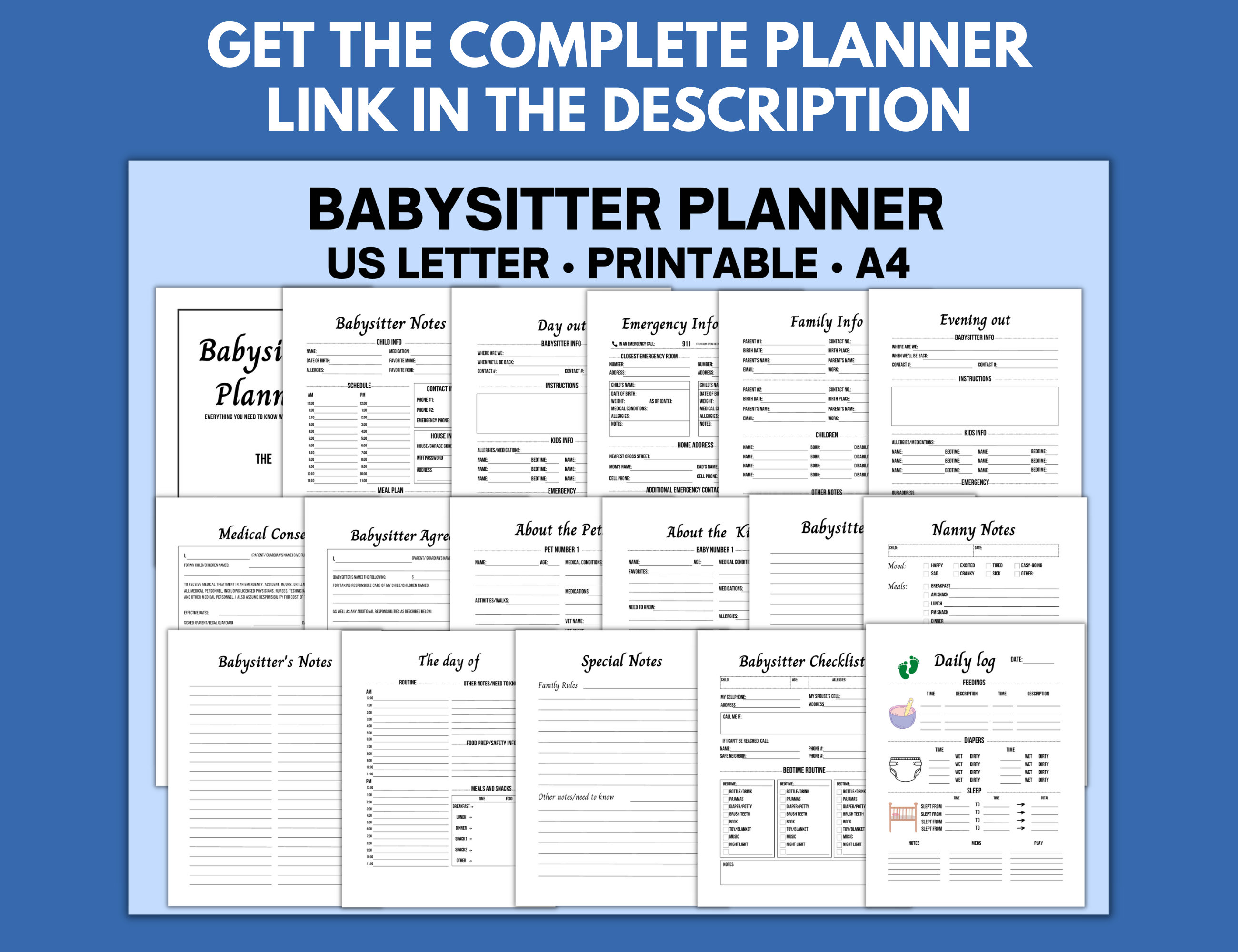Babysitter Checklist and Notes, Babysitter Info, Nanny Notes Guide - Etsy