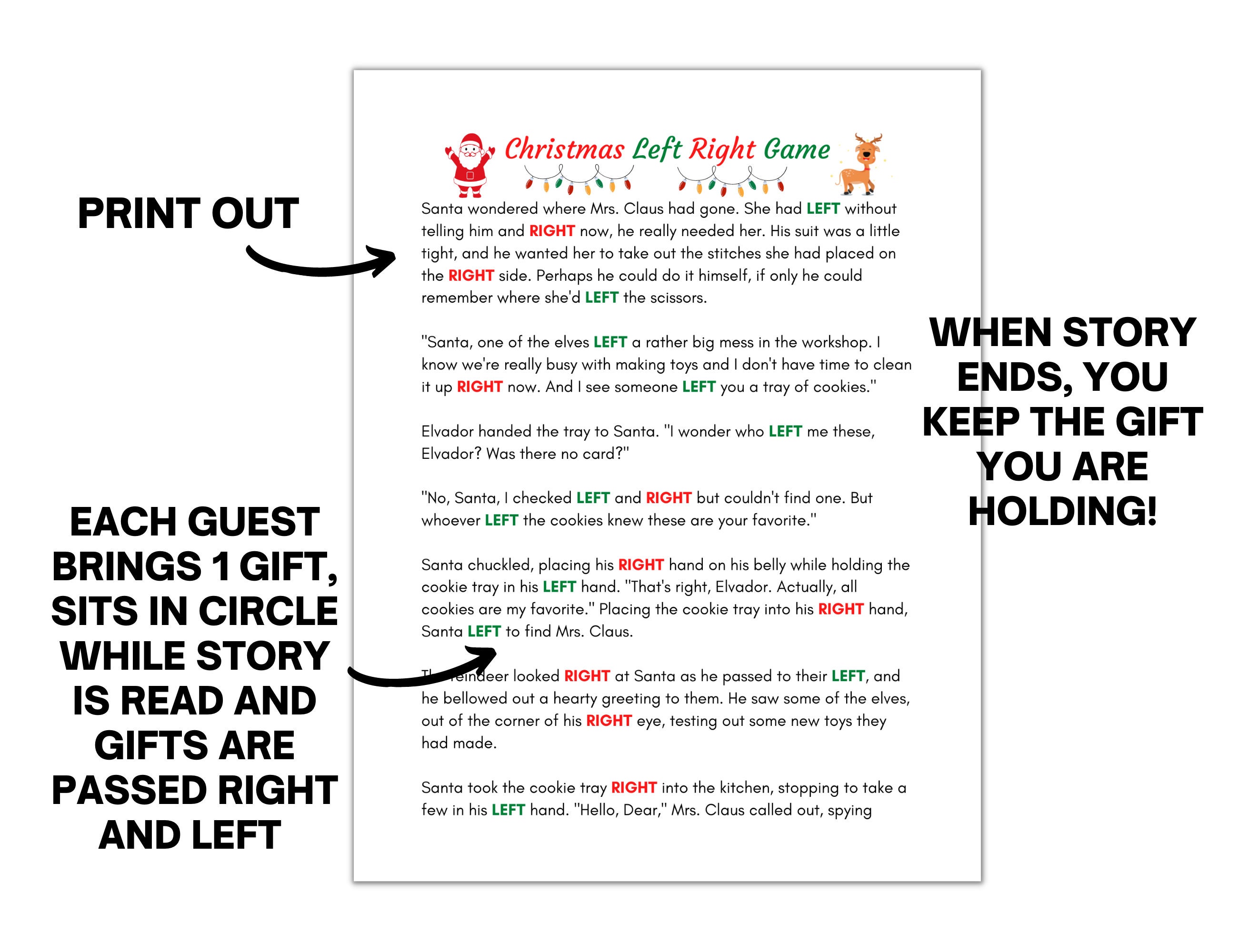 Christmas Left Right Game, Pass the Gift Game, White Elephant Game ...