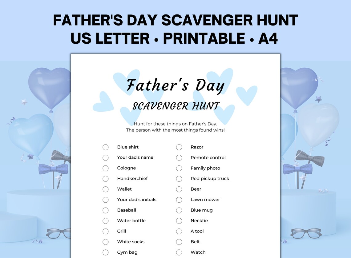 Father's Day Scavenger Hunt Printable Scavenger Hunt - Etsy