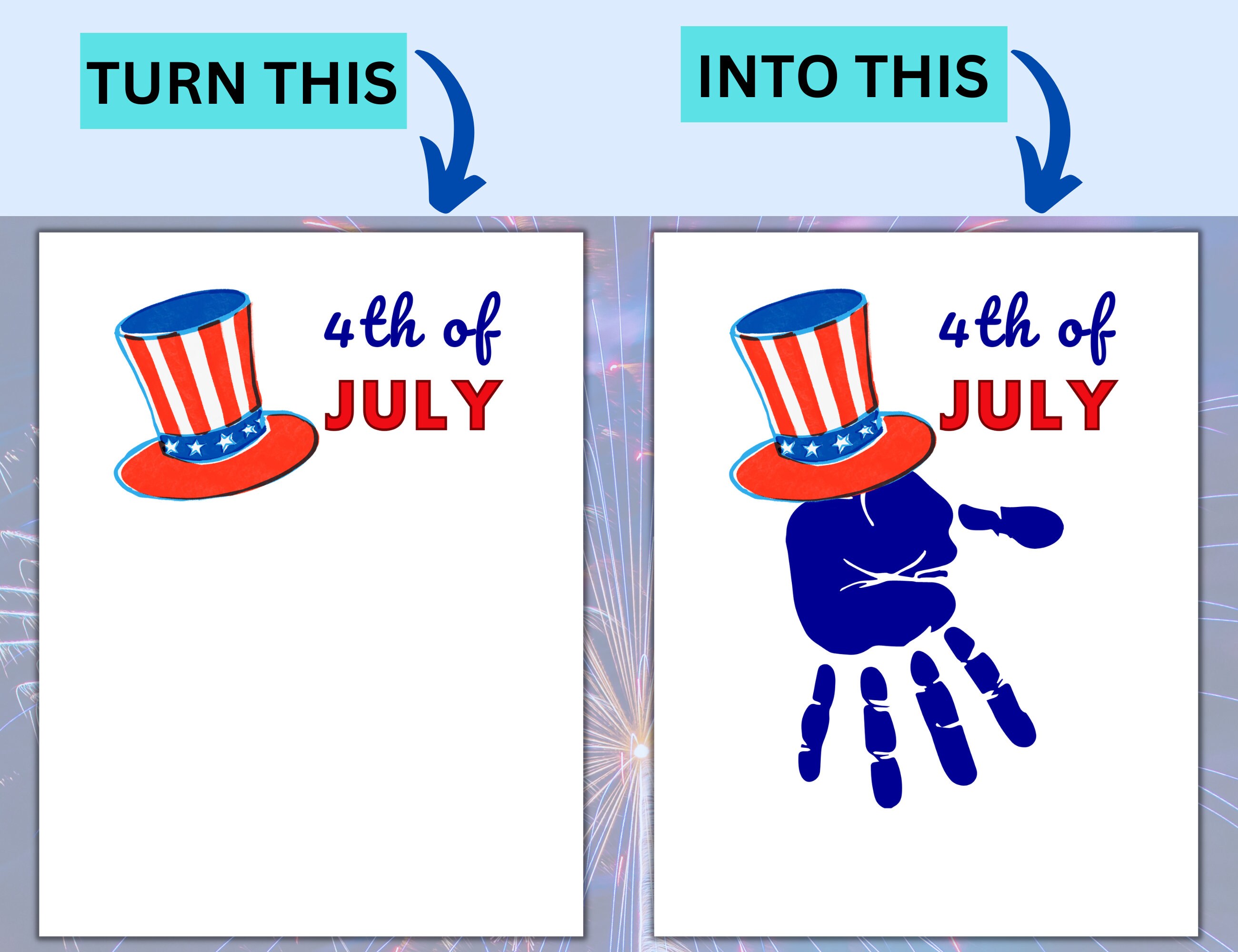 4th of July Handprint Art, Handprint Keepsake, 4th of July Activities ...