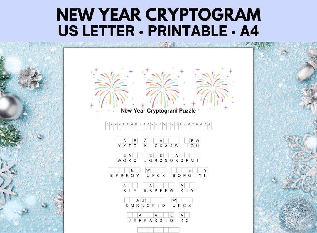 New Year Cryptogram Puzzle Printable, New Year's Eve Games, New Year's ...