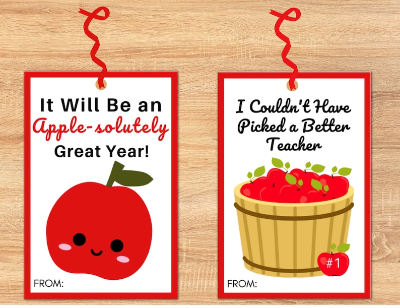 Apple Teacher Tag, First Day of School and Back to School Teacher Gift ...