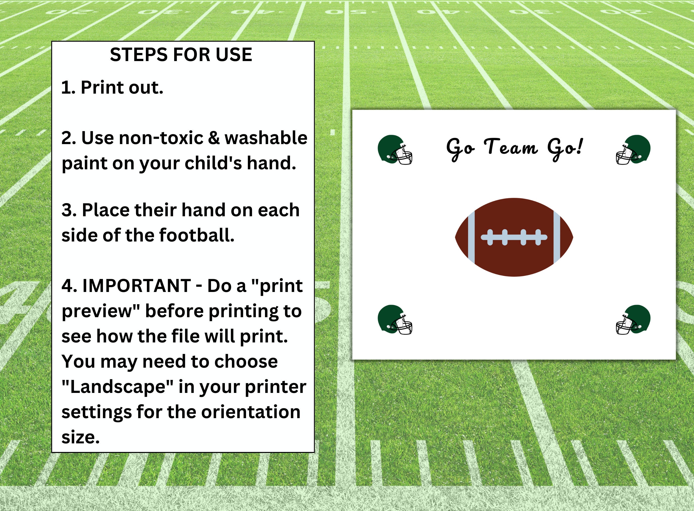 Football Handprint Art, Fingerprint Art, Football Handprint Signs ...