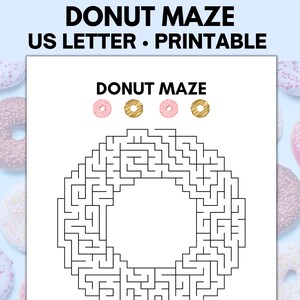 Donut Maze, Doughnut Maze Printables, Donut Birthday Party Game, Donut ...