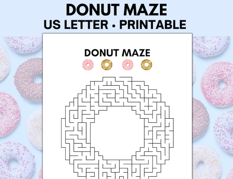Donut Maze, Doughnut Maze Printables, Donut Birthday Party Game, Donut ...