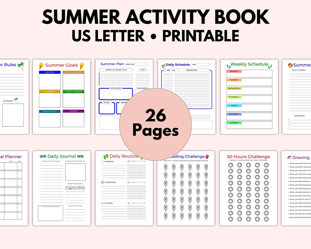 Kids Summer Activity Book, Summer Camp at Home, Kids Summer Things to ...