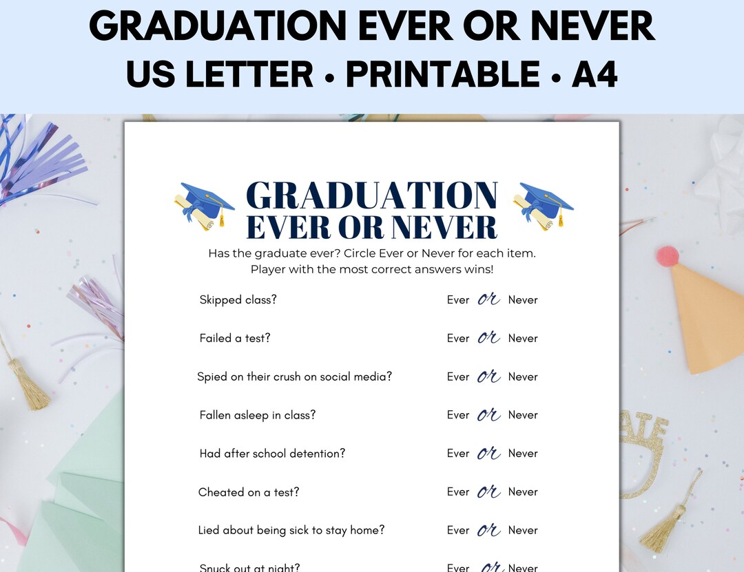 Graduation Ever or Never Game, Graduation Party Games Printable, How ...