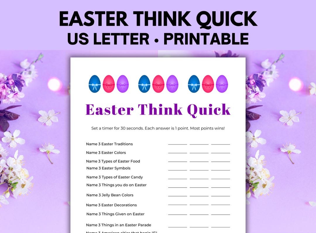 Easter Think Quick Game, Printable Easter Games for Kids and Adults ...