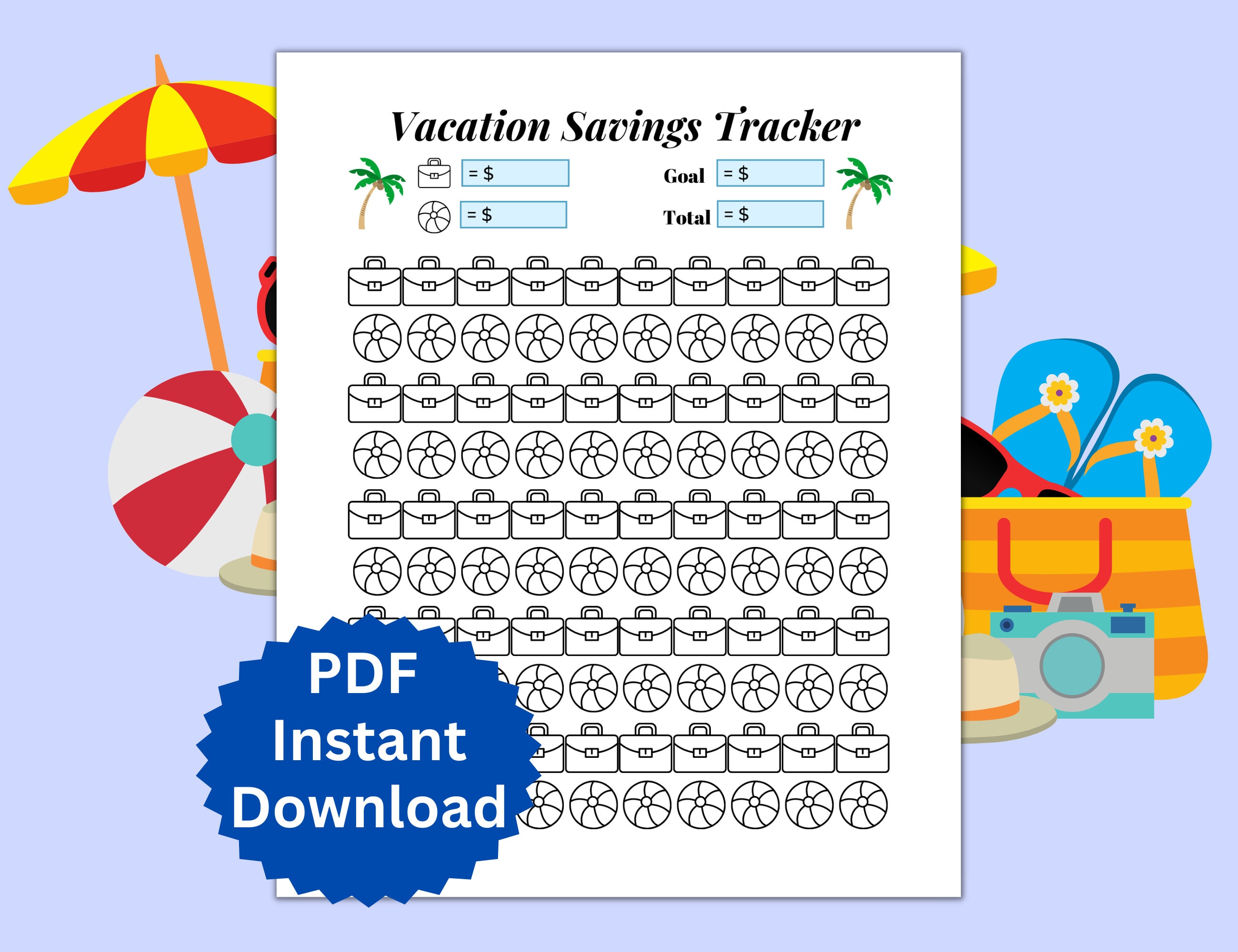 Vacation Savings Challenge Tracker Printable - Etsy