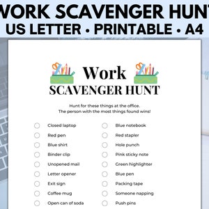 Work Scavenger Hunt for Adults, Office Party Games, Team Building Games ...
