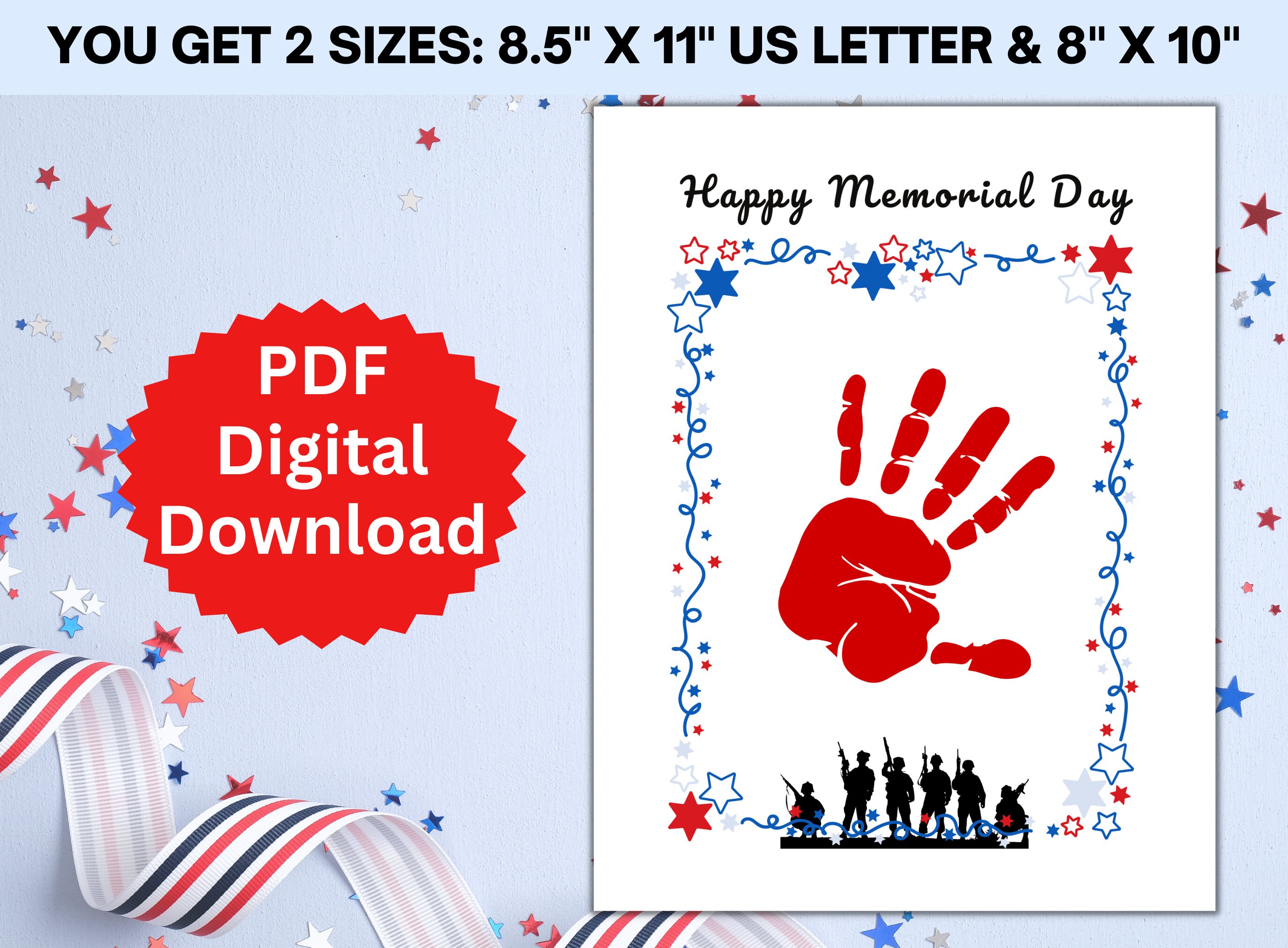 Memorial Day Handprint Art for Kids and Toddlers, Handprint Craft for ...