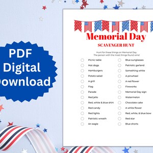 Memorial Day Scavenger Hunt for Kids and Adults, Treasure Hunt ...