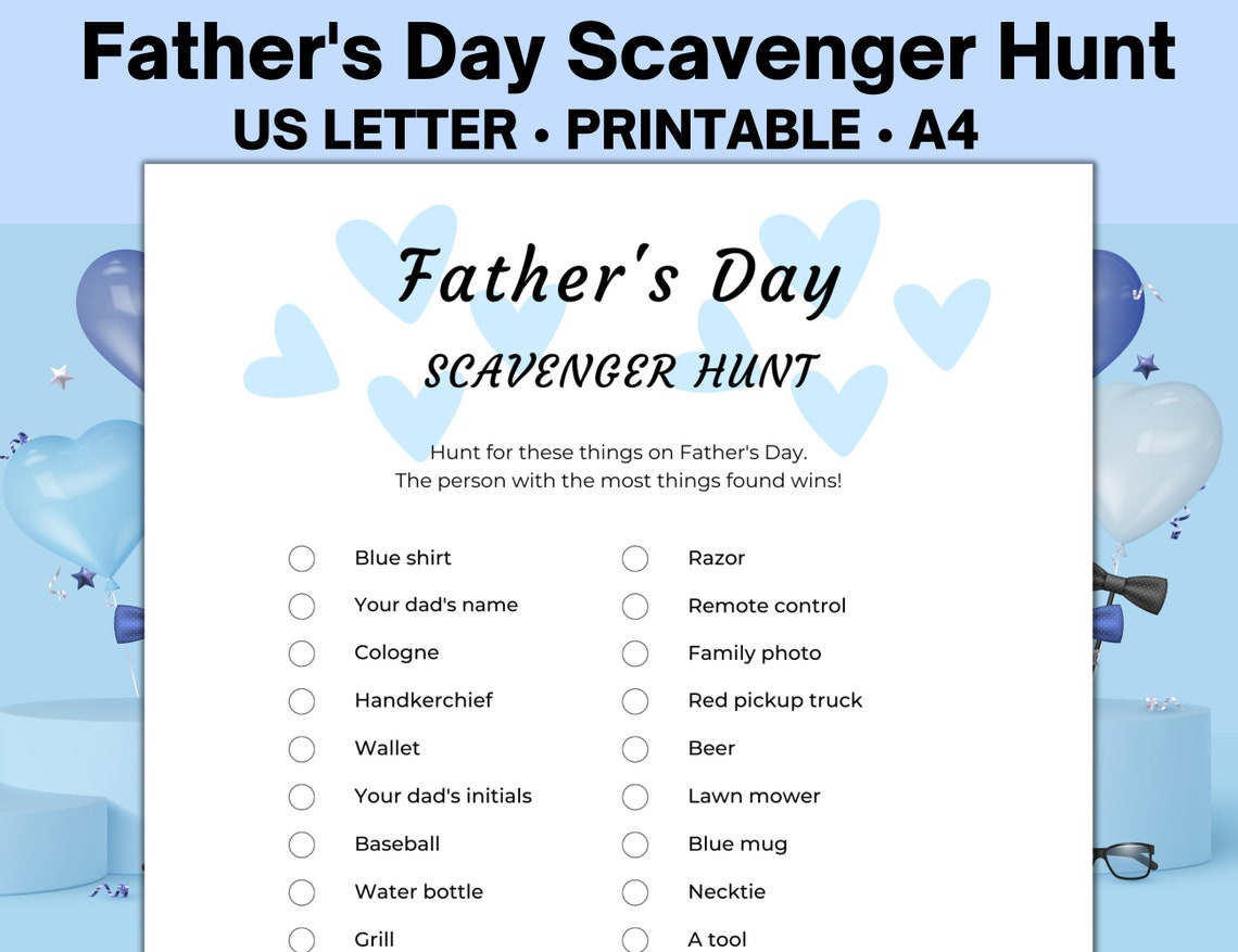 Father's Day Scavenger Hunt Printable Scavenger Hunt - Etsy