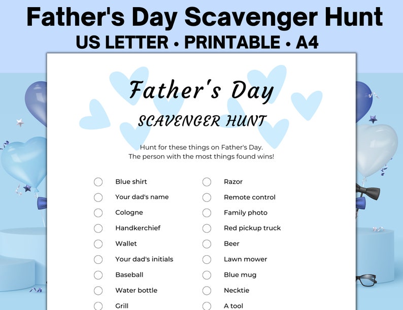 Father's Day Scavenger Hunt Printable Scavenger Hunt - Etsy
